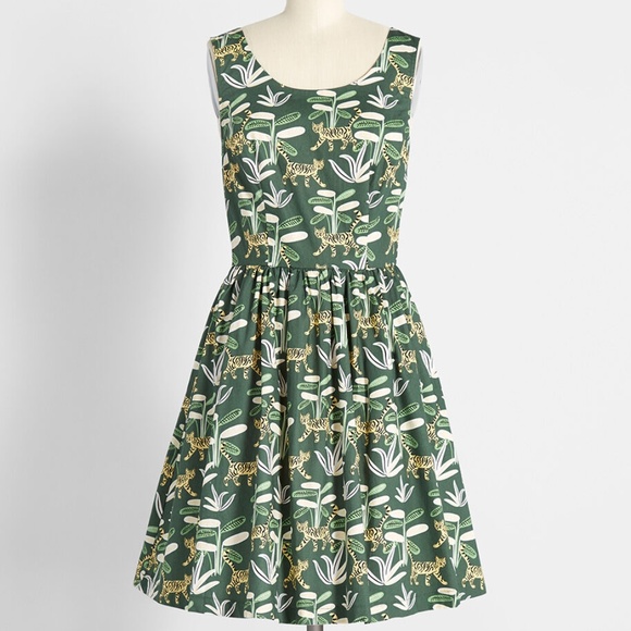 Modcloth | Dresses | Modcloth Optimistic Effect Dress In Cats | Poshmark